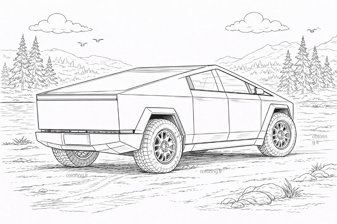 Tesla Cyber Truck Boyama Sayfası